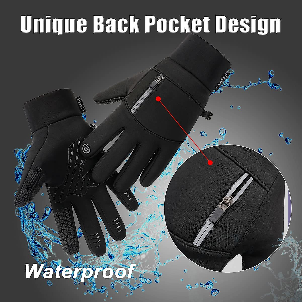 Weitars Winter Gloves Waterproof Thermal Sport Glove for Men and Women for Running Cycling Driving Hiking, Snug Fit Warm Glove for Work (M)