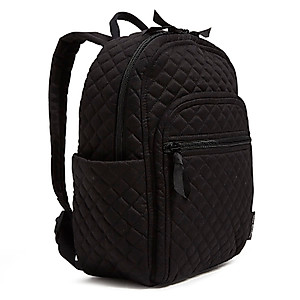 Vera Bradley Women's Cotton Small Backpack, Black - Recycled Cotton, One Size