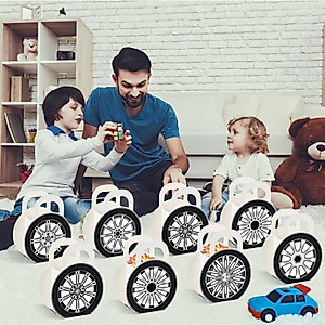 24Pcs Race Car Wheels Party Gift Boxes for Race Car Party Decorations Car Wheels Shaped Treat Boxes Racing Car Birthday Party Candy Boxes with Handle for Boys Kids Birthday Baby Shower Party Supplies