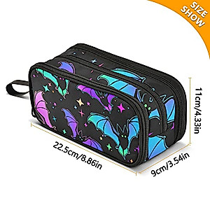 J JOYSAY Bats Stars Pencil Case Large Big Capacity Pencil Bag for Girls Boys Pencil Storage Desk Organizer for School Office Supplies