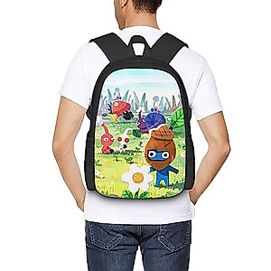 RACEK Durable Anime Backpacks Novelty 3D Printed Laptop Backpack Travel Camping Hiking Daypack Pik-min Shoulders Bag For Men Women