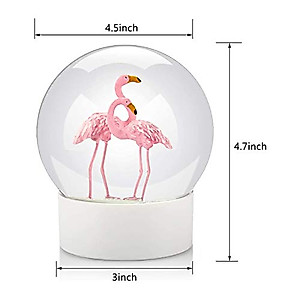 Snow Globe, Flamingo Snow Globe Glitter Snow Globe for Kids, Christmas Snow Globe for Girls White Base 100M