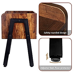 LIRUXUN C Frame Coffee Table Metal Frame Set Wood Vintage Side Table Mobile Living Room Bedroom Furniture