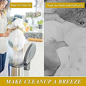 4 Pack Plastic Table Cloth Cover for Parties Disposable, White and Gold Tablecloth for 8 Foot Rectangle Tables, Birthday Wedding Graduation Mather Valentine's Day Easter Party Supplies Decorations