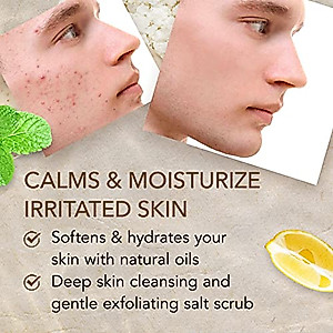 O Naturals Exfoliating Lemon Oil Dead Sea Salt Deep-Cleansing Face & Body Scrub. Anti-Cellulite Tones Helps Oily Skin, Acne, Ingrown Hairs & Dead Skin Remover. Essential Oils, Sweet Almond 18oz