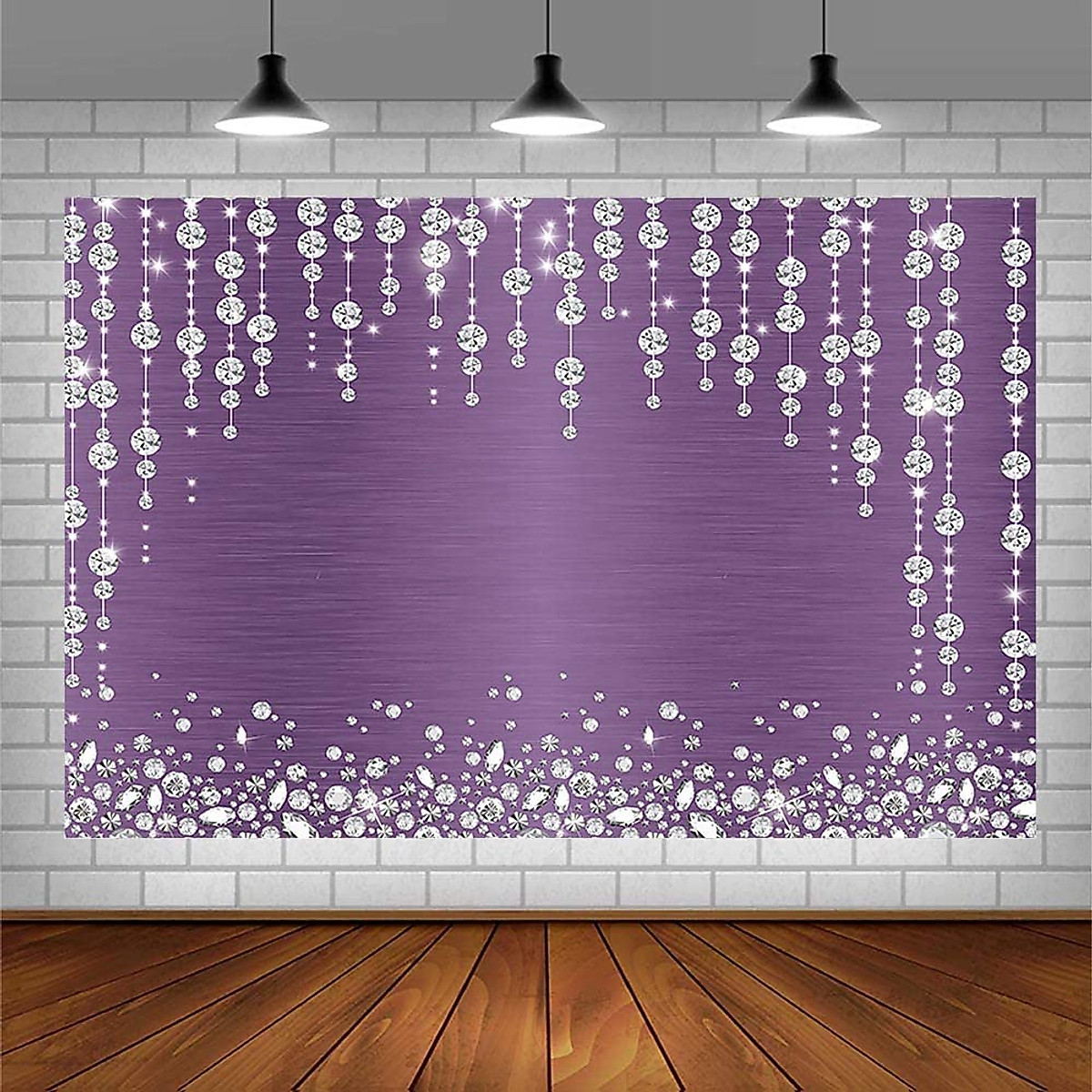 Sendy 7x5ft Purple Diamonds Curtain Backdrop for Photography Birthday Party Decorations Wedding Bridal Shower Engagement Ceremony Banner Glitter Diamonds Background Photo Booth Studio Props Vinyl