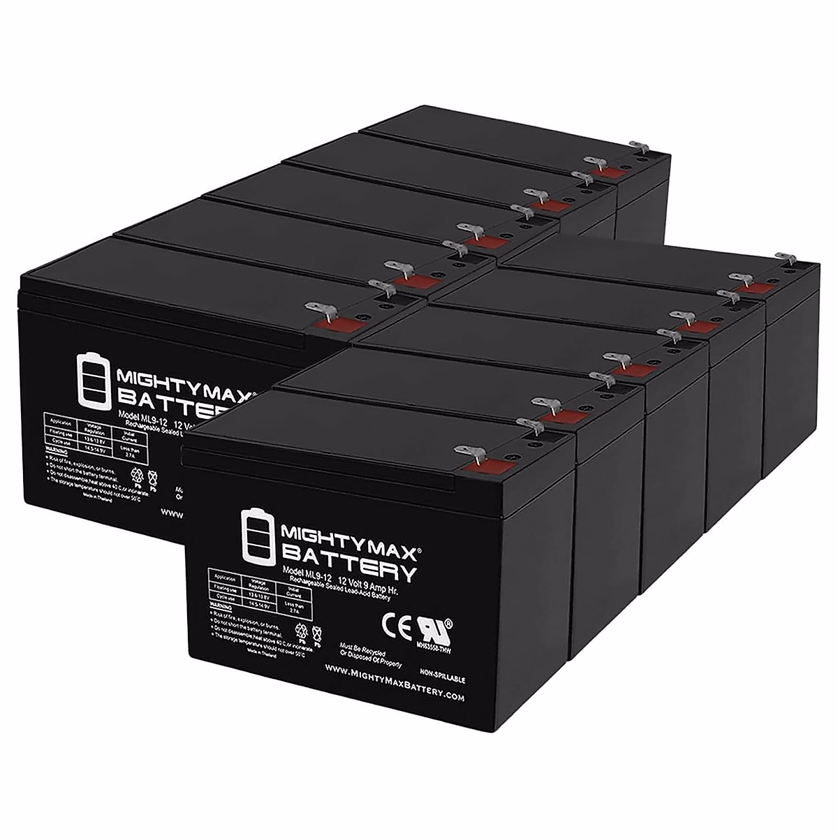 Mighty Max Battery 12V 9AH Replacement Battery for CyberPower RB1290 UPS - 10 Pack