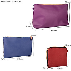 Nicole Lee 3 Pieces Handbag Pouch Set, Removable Crossbody Strap, Large, Medium Small Zip Pouches, Travel Set (Sara is Soft but Strong)