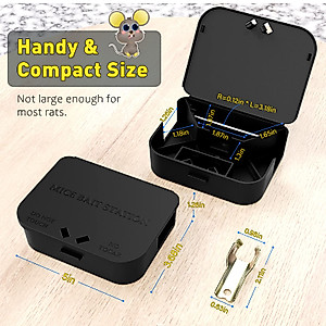 Mouse Stations with Keys 6 Pack, Keyless Design and Key Required Mouse Stations, Mice Stations, Keeps Children and Pets Safe Indoor & Outdoor, Black