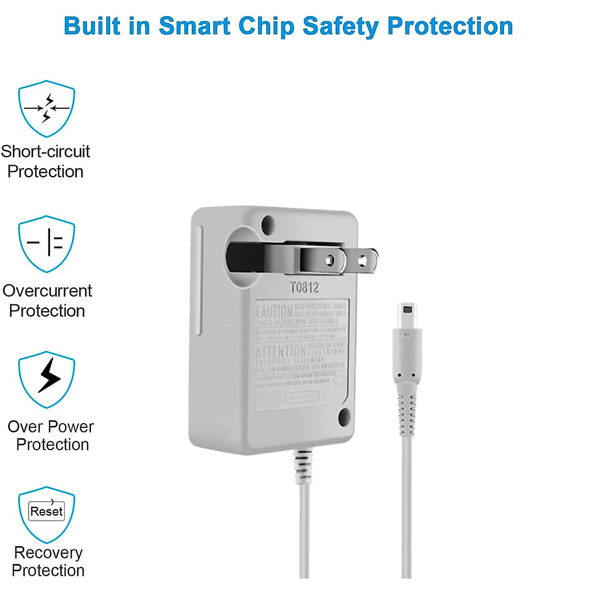 3DS Charger, 4 Stylus Pen 3DS Charger Compatible with Nintendo 3DS/ DSi/DSi XL/ 2DS/ 2DS XL/New 3DS XL 100-240V Wall Plug Adapter