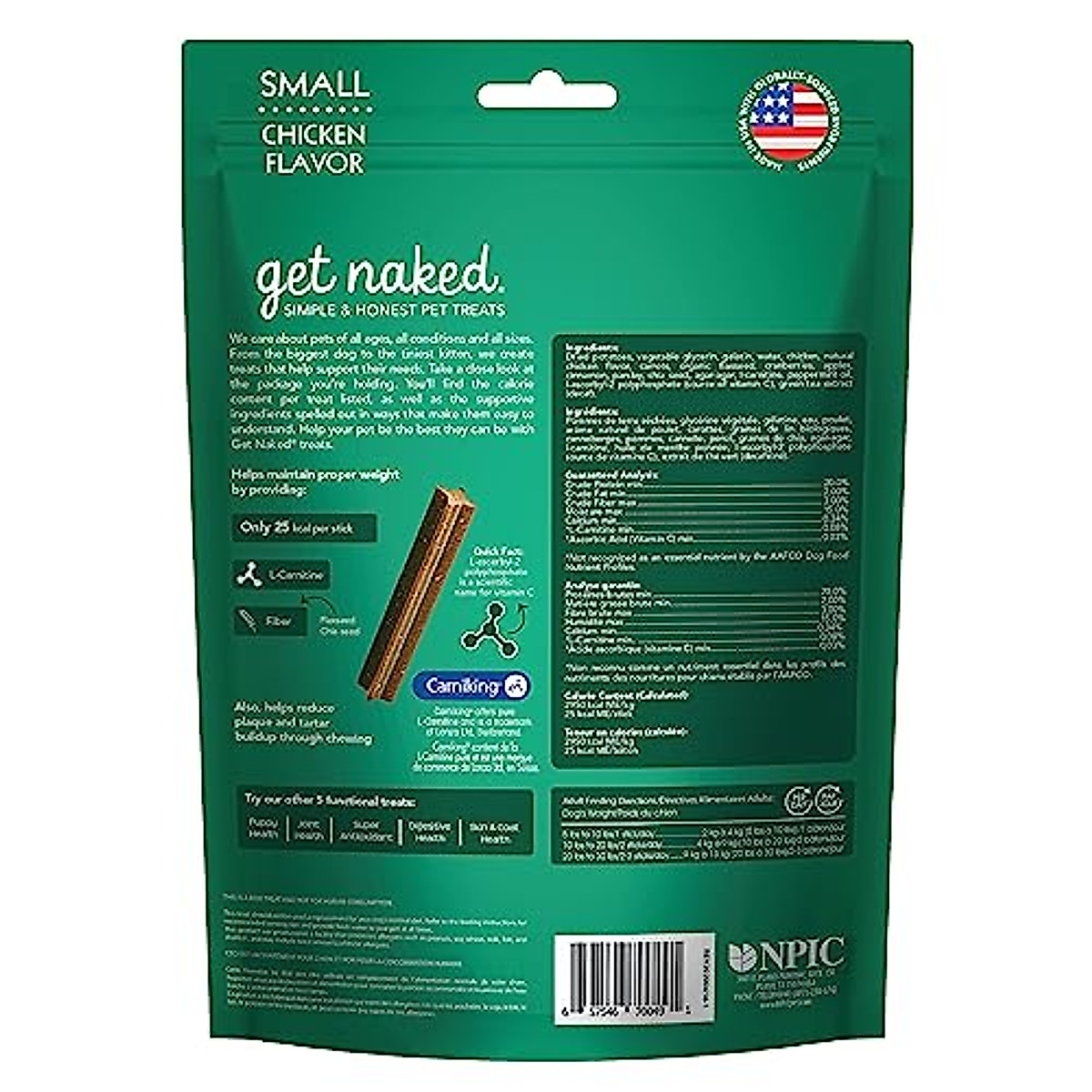 Get Naked Grain Free 1 Pouch 6.2 Oz Weight Management Dental Chew Sticks, Small