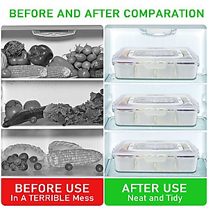 Divided Serving Tray with Lid and Handle, Snackle Box Charcuterie Container with 8 Compartments & 80 Fruit Forks and 2 Serving Spoons, Snack Container Snack Box for Party, Fruit, Picnic,1 Pack