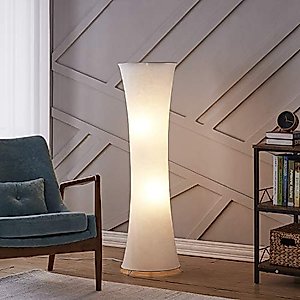 Floor Lamp for Living Room Bedrooms, Contemporary Floor Lamps with White Cloth Fabric Shade, Soft Standing Light Corner Lighting