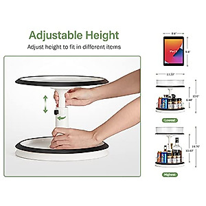 Kootek 2 Tier Lazy Susan Organizer, 11 Inches Height Adjustable Rotating Turntable, Spice Rack for Kitchen Cabinet, Countertop, Bathroom, Makeup, Pantry Organization and Storage with 4 Divided Bins