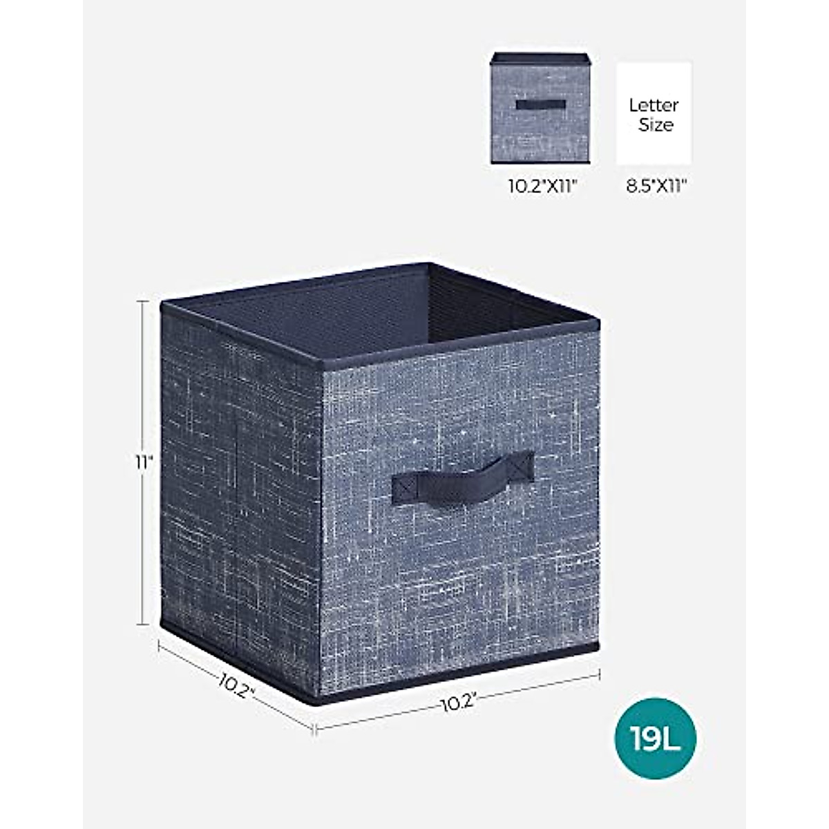 SONGMICS Storage Cubes, 11-Inch Non-Woven Fabric Bins with Double Handles, Set of 6, Closet Organizers for Shelves, Foldable, for Clothes, Misty Blue UROB026I01