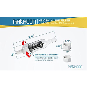 MAKHOON Pool Cleaner Assembly 48-080 with 2 Feed Hose Nuts D15 Replacement Compatible with Polaris Zodiac 48-080 in-Line Filter and Replace Universal Wall Fitting (UWF) Filter Screen 6-504-00 (1)