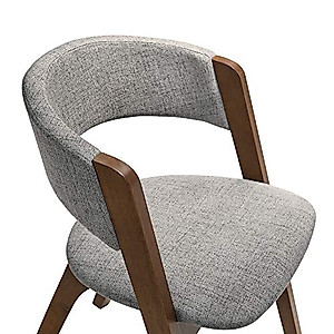 Armen Living Rowan Mid-Century Modern Accent Dining Chair Finish Fabric-Set of 2, 21" Wide, Walnut/Grey