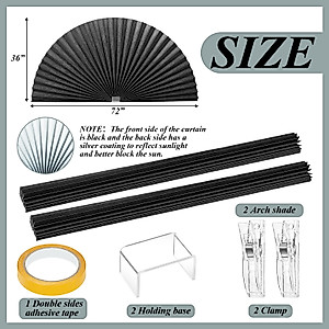 Juexica 2 Pcs Arch Window Set Light Filtering Pleated Shade Blinds Half Circle Blackout Window Cover Half Moon Curtains, Easy Cut and No Tools Install, Dark Grey, 71" x 35"