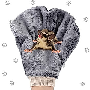 2 Pcs Sugar Glider Bonding Mitt, Calming Sleeping Glove, Bite Proof Animal Handling Gloves, Hedgehog Accessories Calming Glove for Train Your Sugar Glider Small Animals Hamster Rats Pet (Gray)