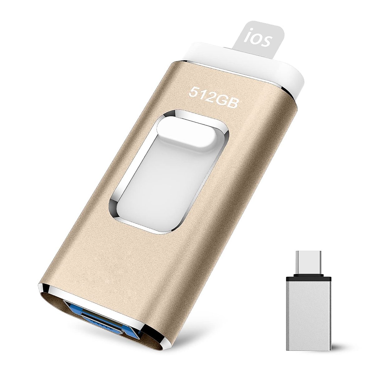 [4-in-1] Photo Stick for Phone 512GB USB Flash Drive for Pad Backup Drive OTG Smart Phone Memory Stick，USB 3.0 Fast Storage Photostick