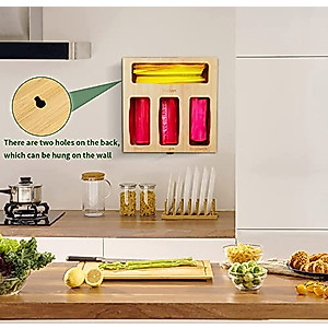 Ziplock Bag Storage Organizer, Premium Bamboo Kitchen Food Baggie Dispenser Box for Drawer, Compatible with Most Brands Gallon Bag, Quart Bag, Sandwich Bag, Snack Bag（1Box 4 Slots）