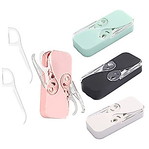 4 Pack Floss Pick Dispenser, Dental Floss Dispenser, Portable Floss Dispenser, Floss Dispenser Refillable, Dental Floss Portable Case with 48 Dental Floss Picks