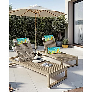 Recliner Head Pillow Ledge Loungers Chair Pillows with Insert Summer Beach Surfboard Cartoon Palm Tree Lumbar Pillow with Adjustable Strap Outdoor Waterproof Patio Pillows for Beach Pool, 2 PCS