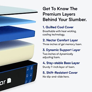 Nectar Queen Mattress 12 Inch - Medium Firm Gel Memory Foam - Cooling Comfort Technology - 365-Night Trial - Forever Warranty,White