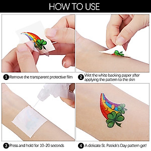 ADXCO 144 Pieces St. Patrick's Day Tattoos in 6 Sheets Shamrock Temporary Tattoos Stickers Irish Flag Clover Truck Beer Temporary Stickers for St. Patrick's Day Decorations Party Favors Accessories