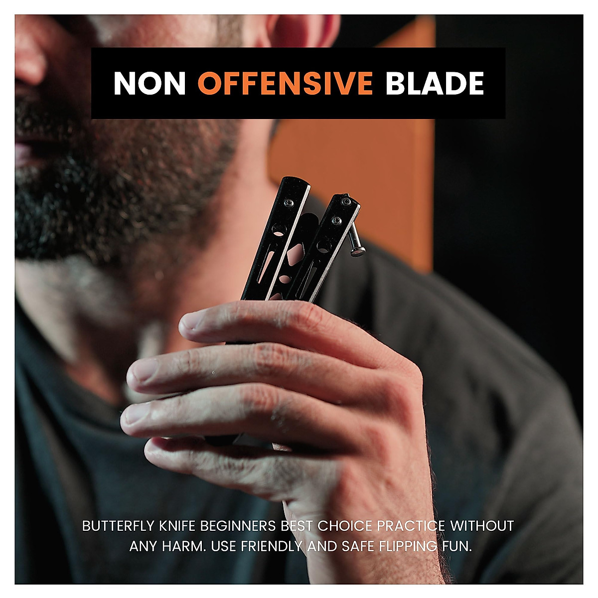 Butterfly Knife, Balisong Trainer Unsharpened Blade, 2 Practice Knives Set with Pouches Fully safe Not Real Blades