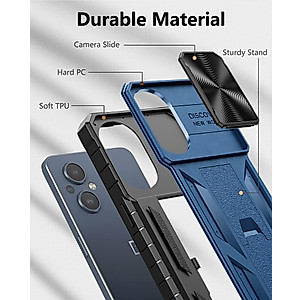 WTYOO Case for OnePlus Nord N20 5G: Military Grade Drop Proof Phone Protective Cover with Kickstand and Slide Cover Protection - Shockproof TPU Matte Textured