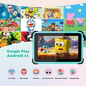 weelikeit Tablet for Kids 8", Android 11 Kids Tablet with AX WiFi6,Parental Control, Kids APP Installed, 4500 mAh, HD Display,2+32GB,Bluetooth, Google Play, Toddler Tablet with Stylus(Green)