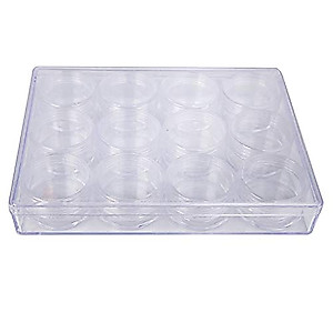 The Beadsmith Personality Case - Clear Storage Organizer Box – 6.4 x 4.8 x 1 inches - Includes 12 Small Containers with lids - 1.5 x 0.8 inches, Bead Holder