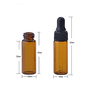 Furnido 5ml(1/6oz) Amber Glass Dropper Bottle,Empty Essential Oil Eye Dropper Bottles Glass Vials With Pure Glass Pipette For DIY Aromatherapy Colognes Perfume Liquid Sample Blends Business-Pack of 72