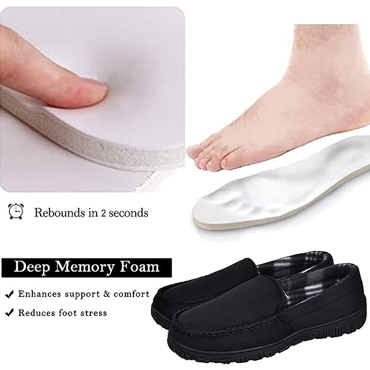 MIXIN Slippers for Men House Shoes Moccasin with Comfortable Memory Foam Indoor Outdoor black 11