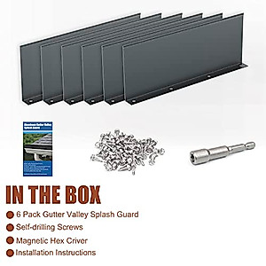 BJADE'S Gutter Valley Splash Guard,6 Pcs Aluminum Roof Valley Splash Shield Gutter Guard.for Straight,Flat Roofs,Corner,10 inch Each