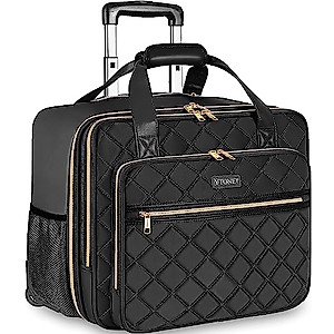 Ytonet Rolling Laptop Bag Women, Rolling Briefcase for Women, 17.3 Inch Laptop Bag with Wheels Rolling Computer Bag Laptop Case for Work Travel College Business Wife Mom Teacher, Black