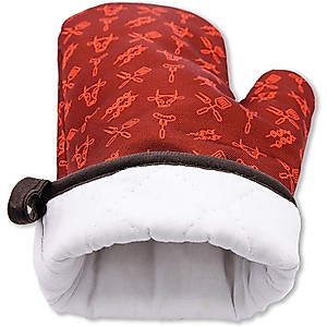 Funny Heat Resistant Oven Mitt Pot Holder Glove - Kitchen Gift for Women and Men - Cooking, Baking, BBQ and Animal Lovers (Grill Master)