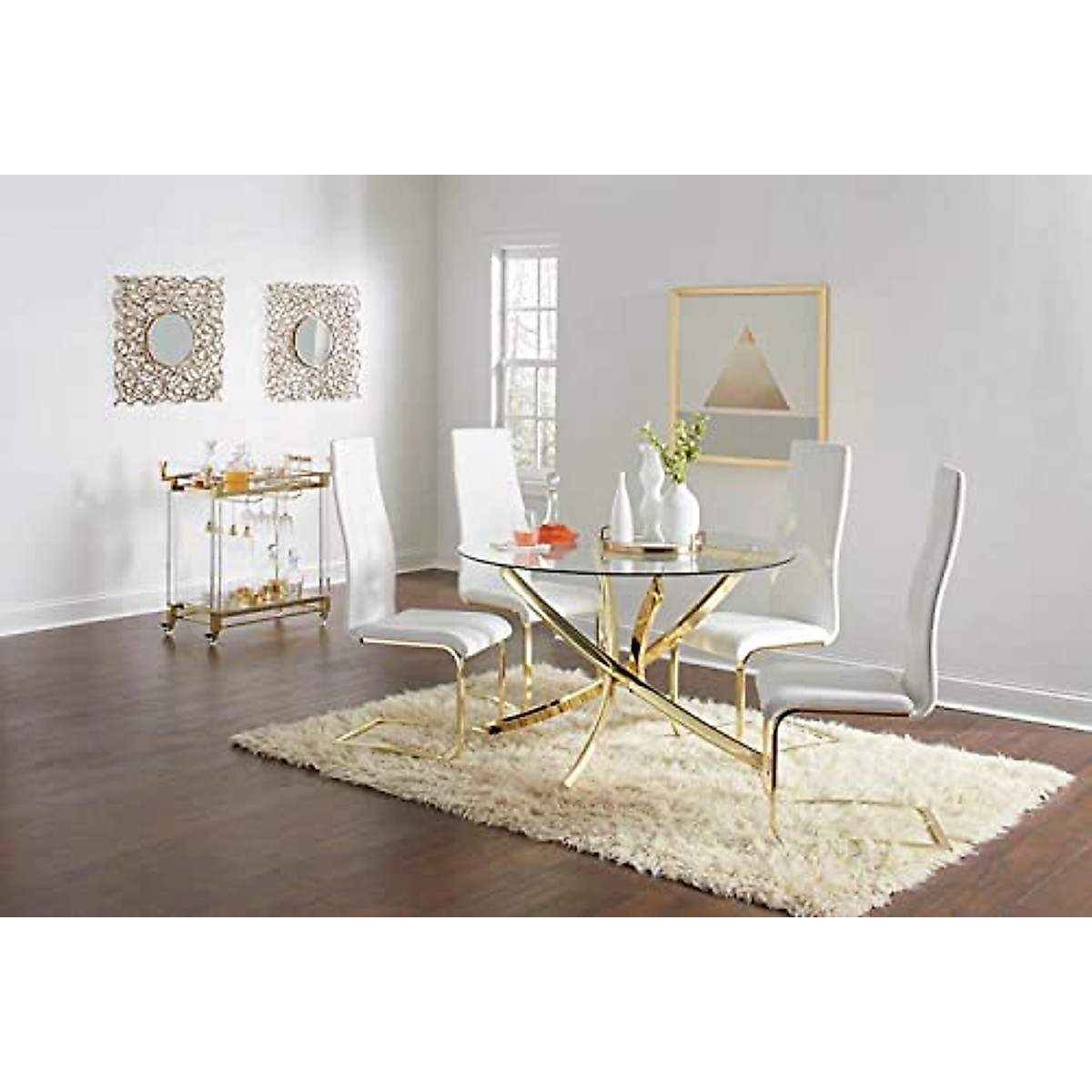 Coaster Furniture High Back White and Rustic Brass (Set of 4) Side Chair 17" D x 22.75" W x 43.75" H 190512