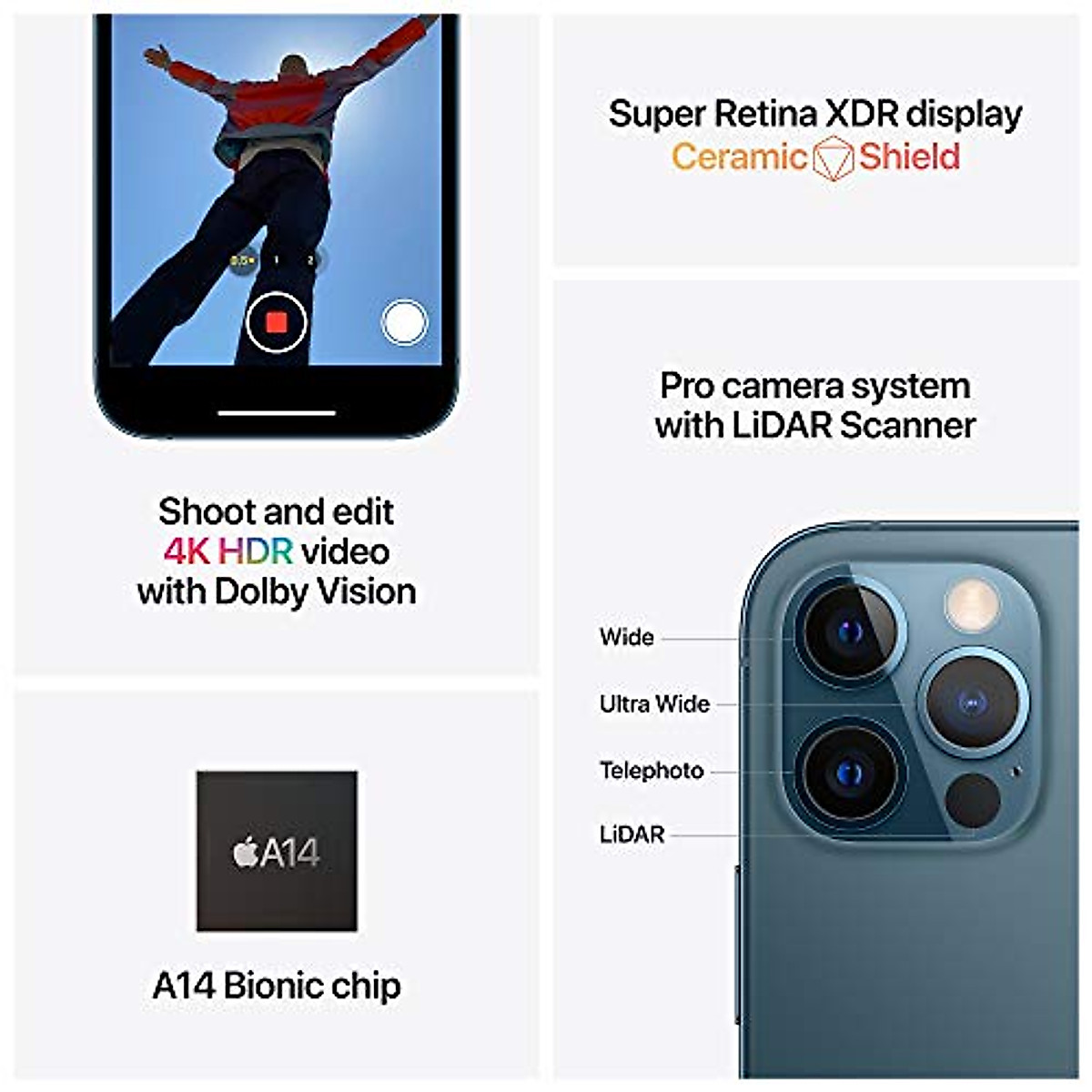 Apple iPhone 12 Pro (512GB, Silver) [Locked] + Carrier Subscription