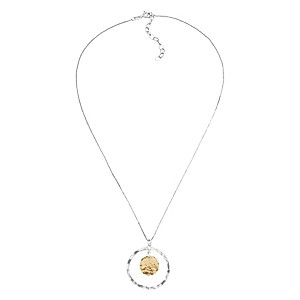 Silpada 'Marbella' Two-Tone Disc Pendant Necklace in Sterling Silver with Gold-Plating, 18" + 2"