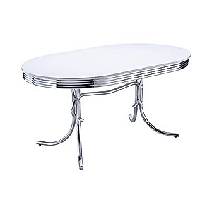 Coaster Retro Oval Dining Table White and Chrome