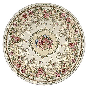 TEALP Rustic Floral Area Rugs for Swivel Chair ,Non Slip Doormat Living Room Rug Washable Rose Design Floor Rugs 39.3''Round