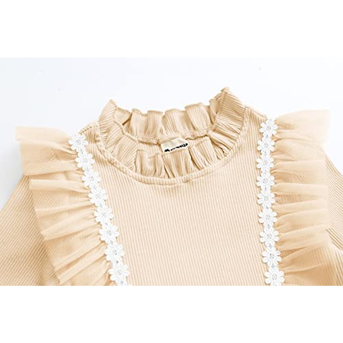 Toddler Baby Girls Knit Sweater Floral Tutu Dresses Long Sleeve Princess Fluffy Tulle Dress (Apricot, 4-5T)