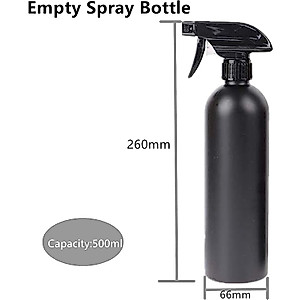 PEPAXON Plastic Spray Bottle for Hair Plant Mister Spray Bottle Cleaning Spray Bottle 500ml Black Pack of 2 17OZ (2)