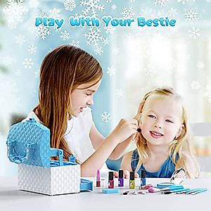 PERRYHOME Kids Makeup Set for Girl Washable Real Cosmetic, Safe & Non-Toxic Frozen Toys Toddler Makeup Kit, Frozen Princess Dress up Kit Christmas & Birthday Girl Gift for 3-12