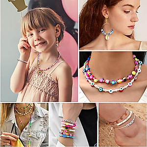 JOICEE 480PCS Fruit Flower Polymer Clay Beads, 24 Style Cute Smiley Heart Mushroom Clay Beads Charms for Jewelry Necklace Earring Making, DIY Bracelet Making Kit Accessories for Women Girls