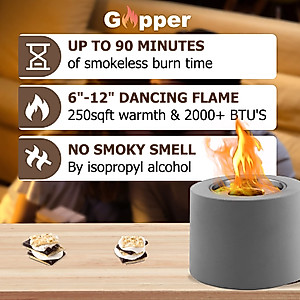 Tabletop Fire Pit, Rubbing Alcohol Fireplace Firepit Indoor Outdoor, Bio Ethanol Ventless Fire Pit, Mini Concrete Fire Bowl Clean Burning Real Flame for Patio Balcony