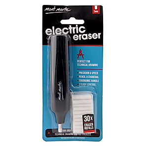 Mont Marte Electric Eraser, includes 30 Eraser Refills. Suitable for use with Graphite Pencils and Color Pencils.