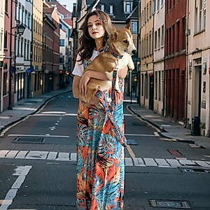 LOIIHEII Mothers' Day Dog Leash Match Dog Collar,Solid and Durable Dog Leash with Red Flowers,Leashes for Dog Training & Behavior aids for Small to Medium Dogs(S)